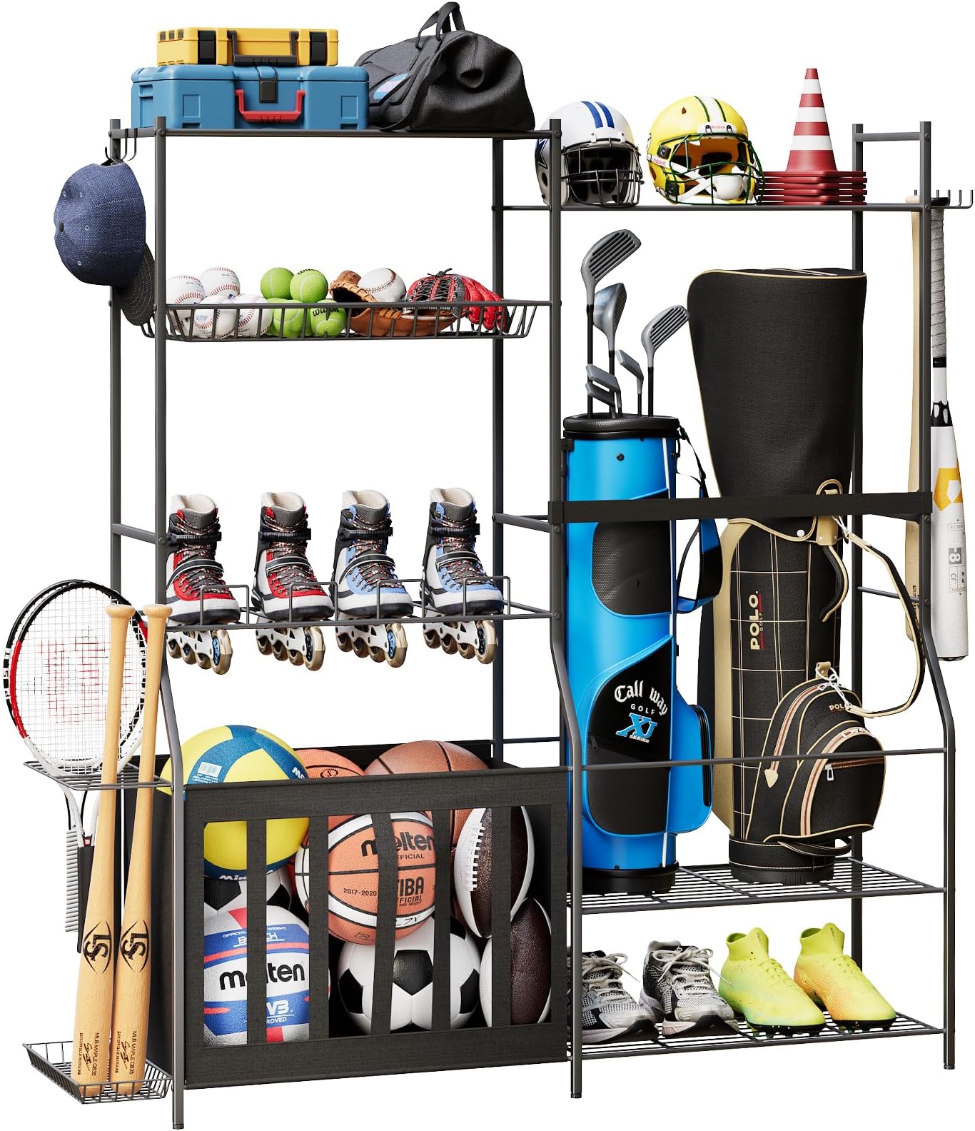 Amazon.com: Dosker Garage Sports Equipment Storage Organizer,2 Golf Bag ...