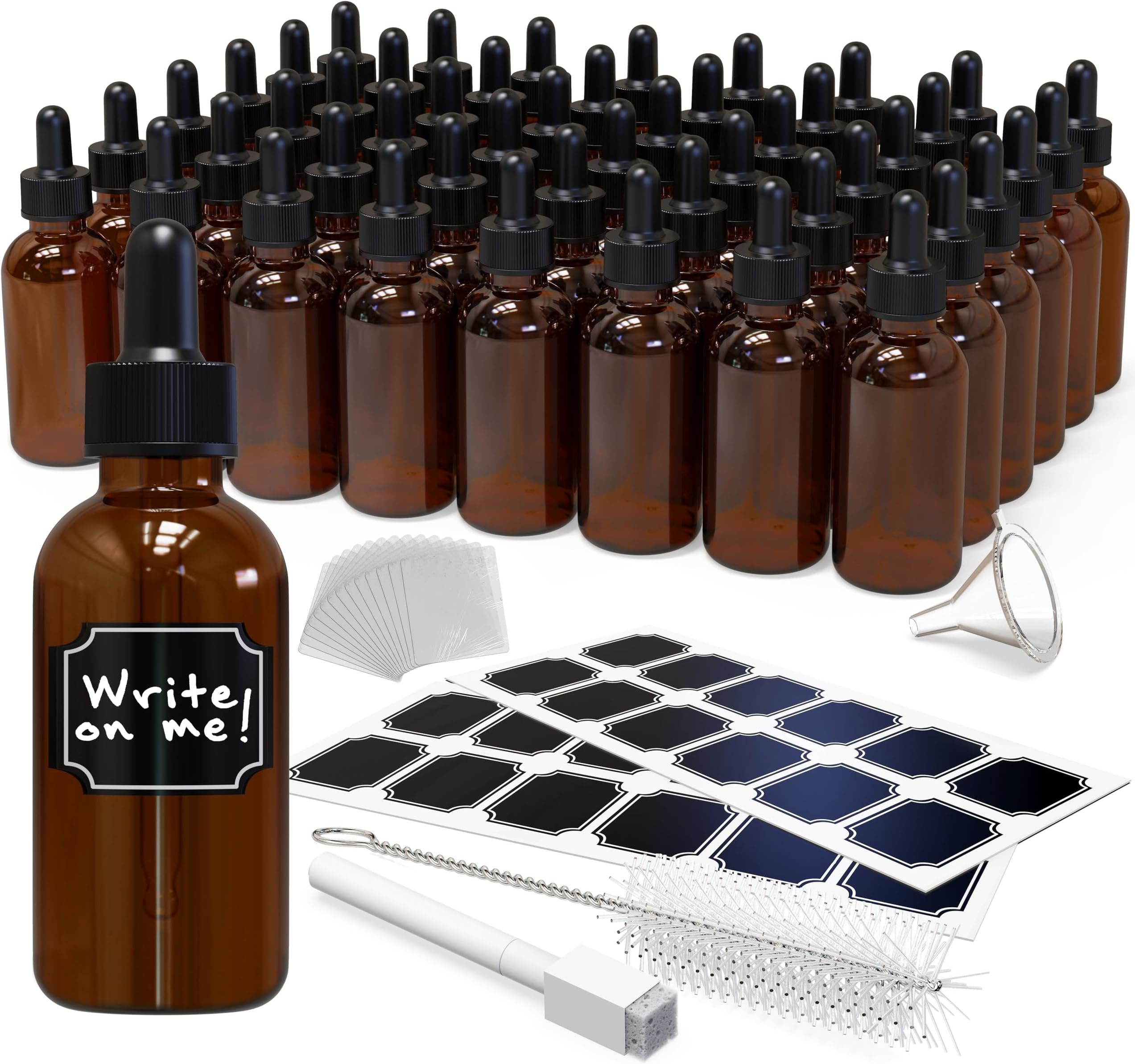 Amazon.com: Comrzor 42 Pack 4oz Amber Glass Bottles with Glass Eye ...