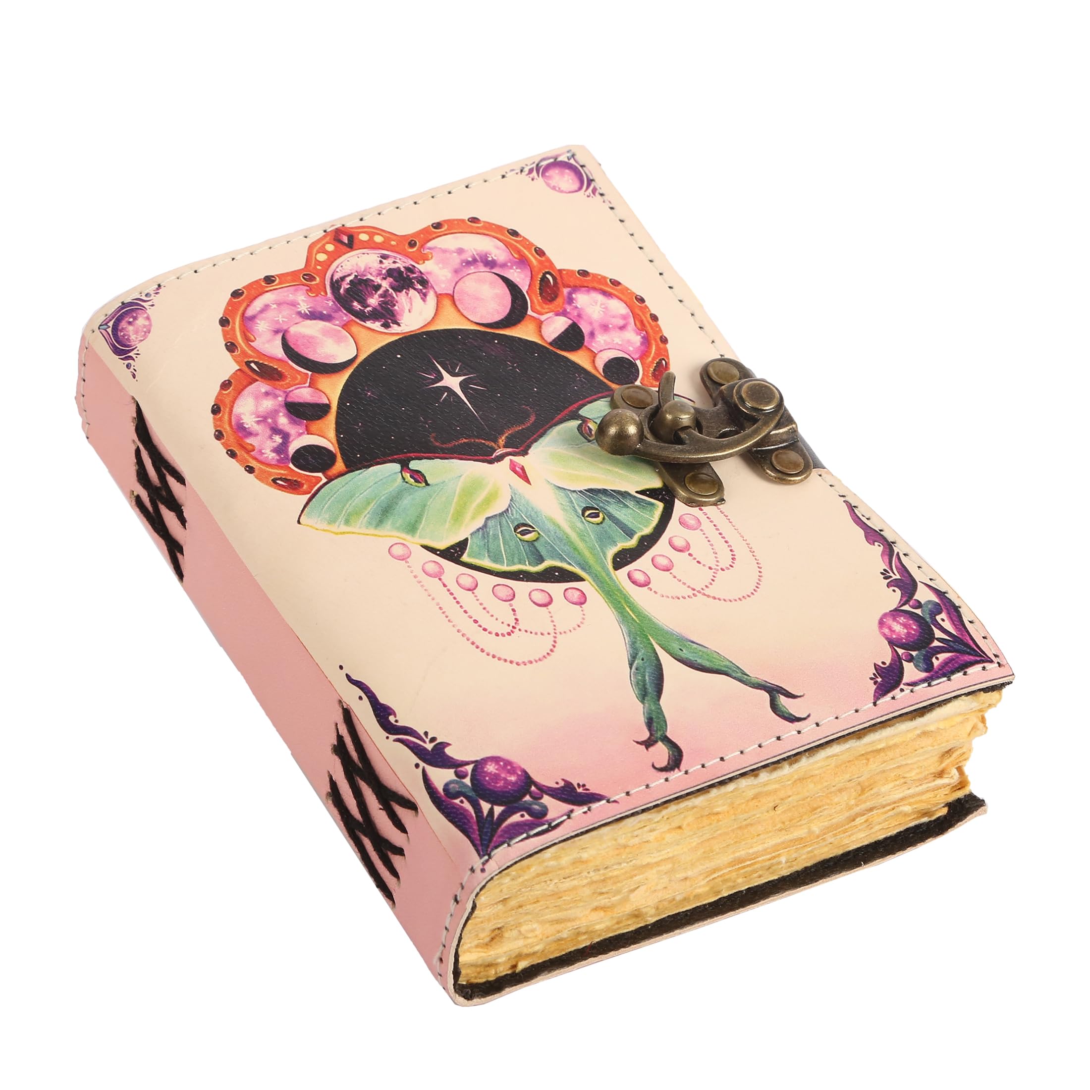 TUZECH Book of Spells Leather Bound Journal Deckle Edge Paper Grimoire ...