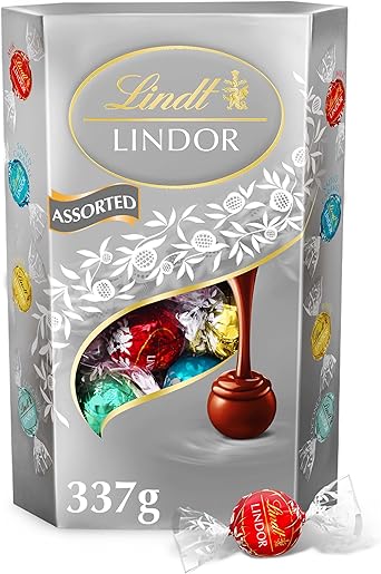 Lindt Lindor Silver Assorted Chocolate Truffles – 337g Box (Approx. 26 ...