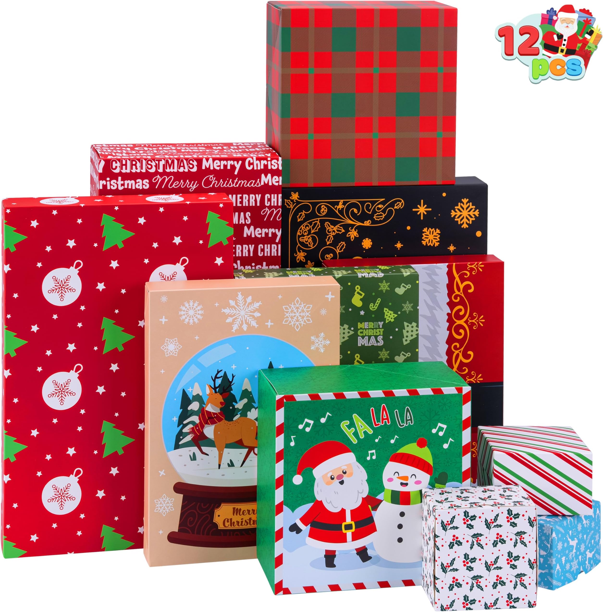 Amazon.com: JOYIN 12 PCS Assorted present Box, 4 Size 12 Christmas Tone ...