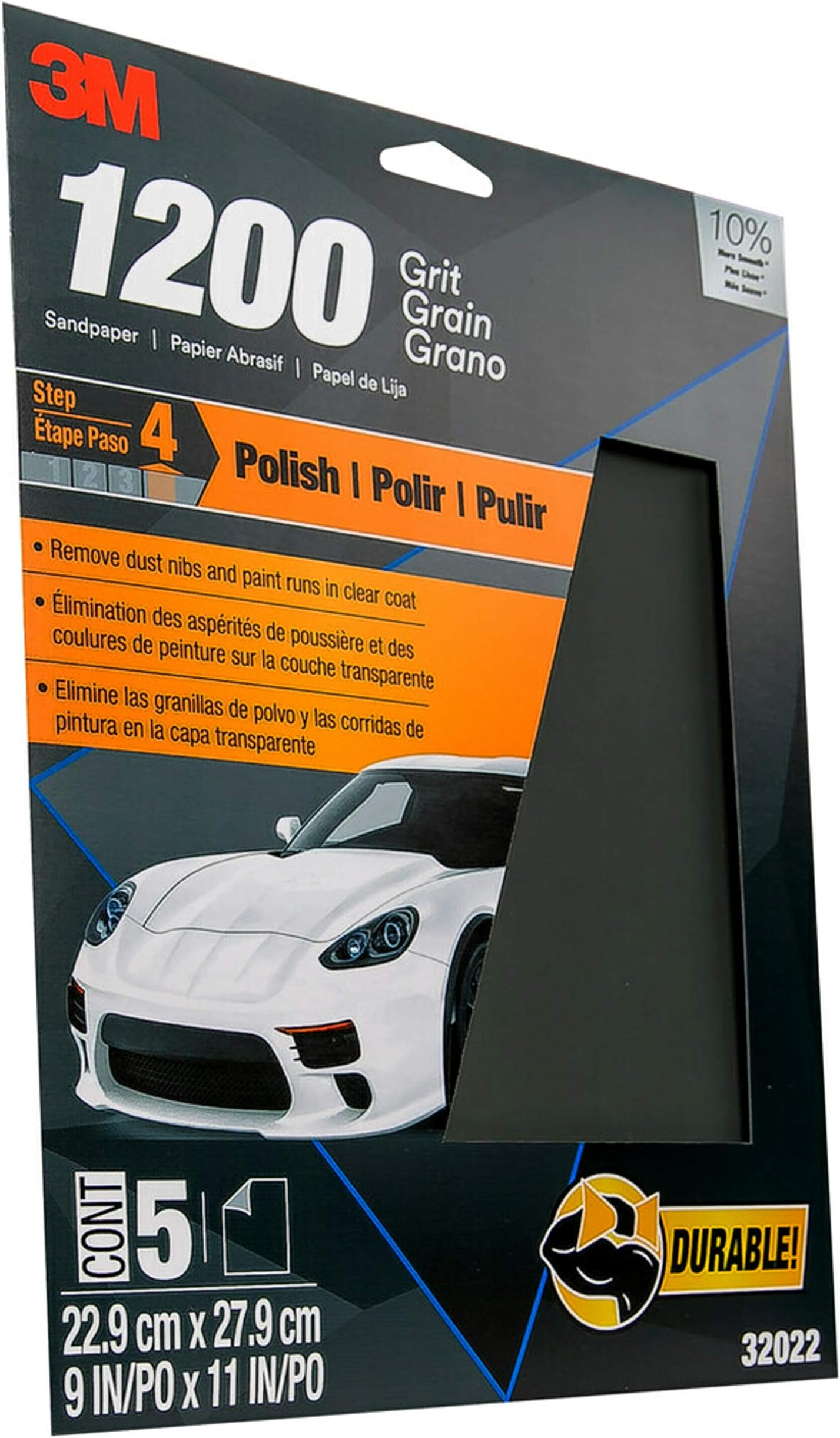 3M Wetordry Sandpaper, 32022, 1200 Grit, 9 in x 11 in, 5 Sheets Per ...