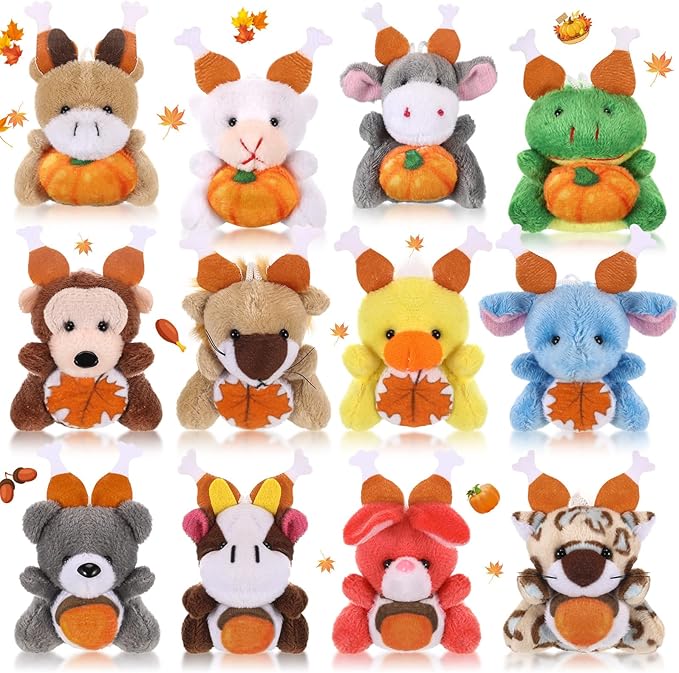 Amazon.com: Blueweenly 12 Pcs Thanksgiving Small Stuffed Animals Fall ...