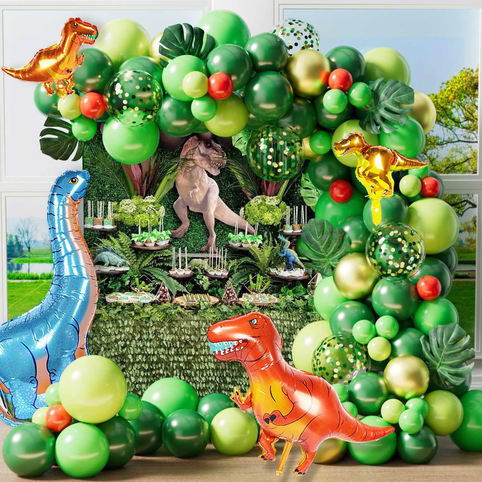 KARLURE Dinosaur Birthday Party Decorations, 113pcs Dinosaur Balloons ...