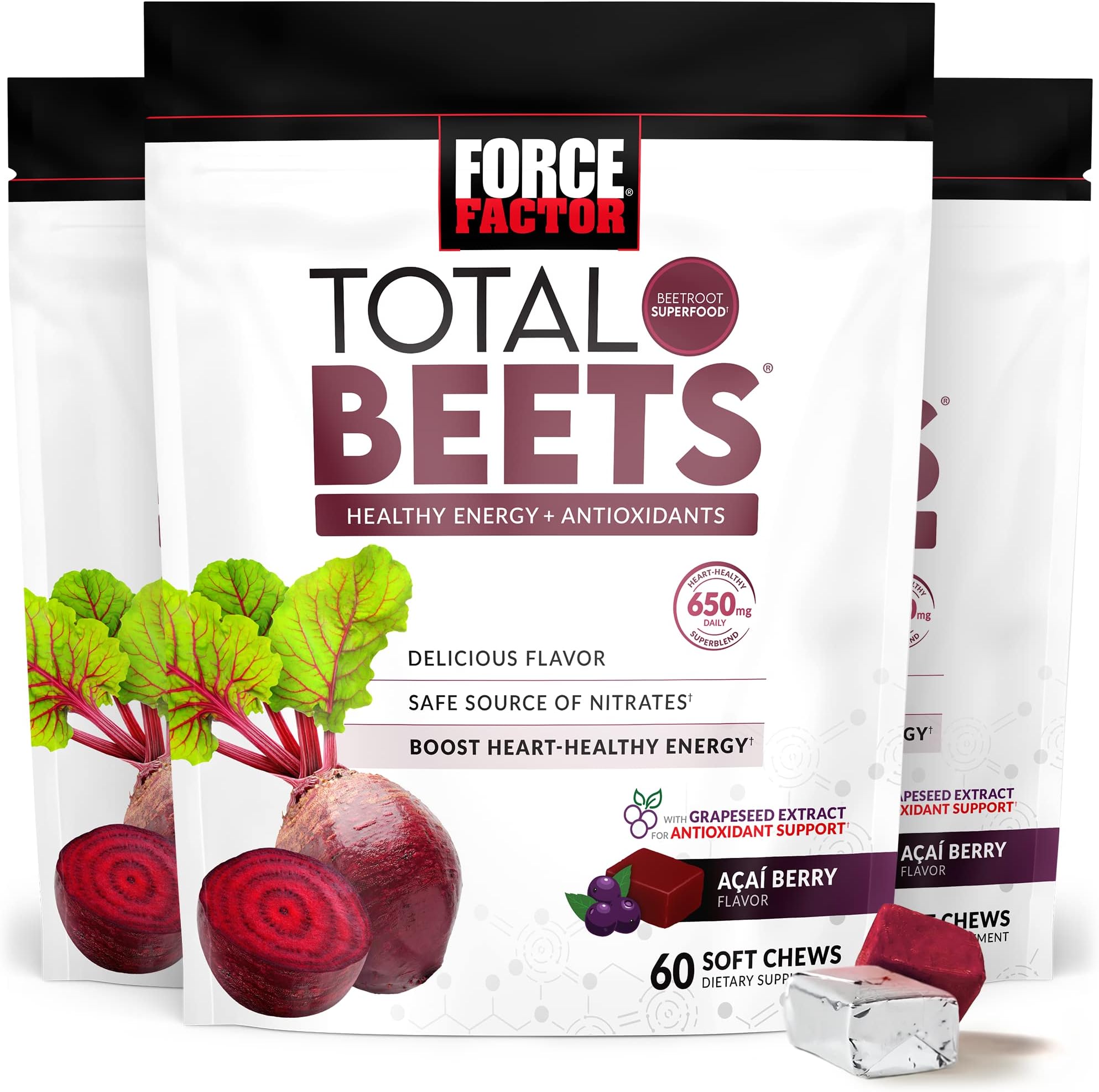 Amazon.com: Force Factor Total Beets Soft Chews with Beetroot, Nitrates ...