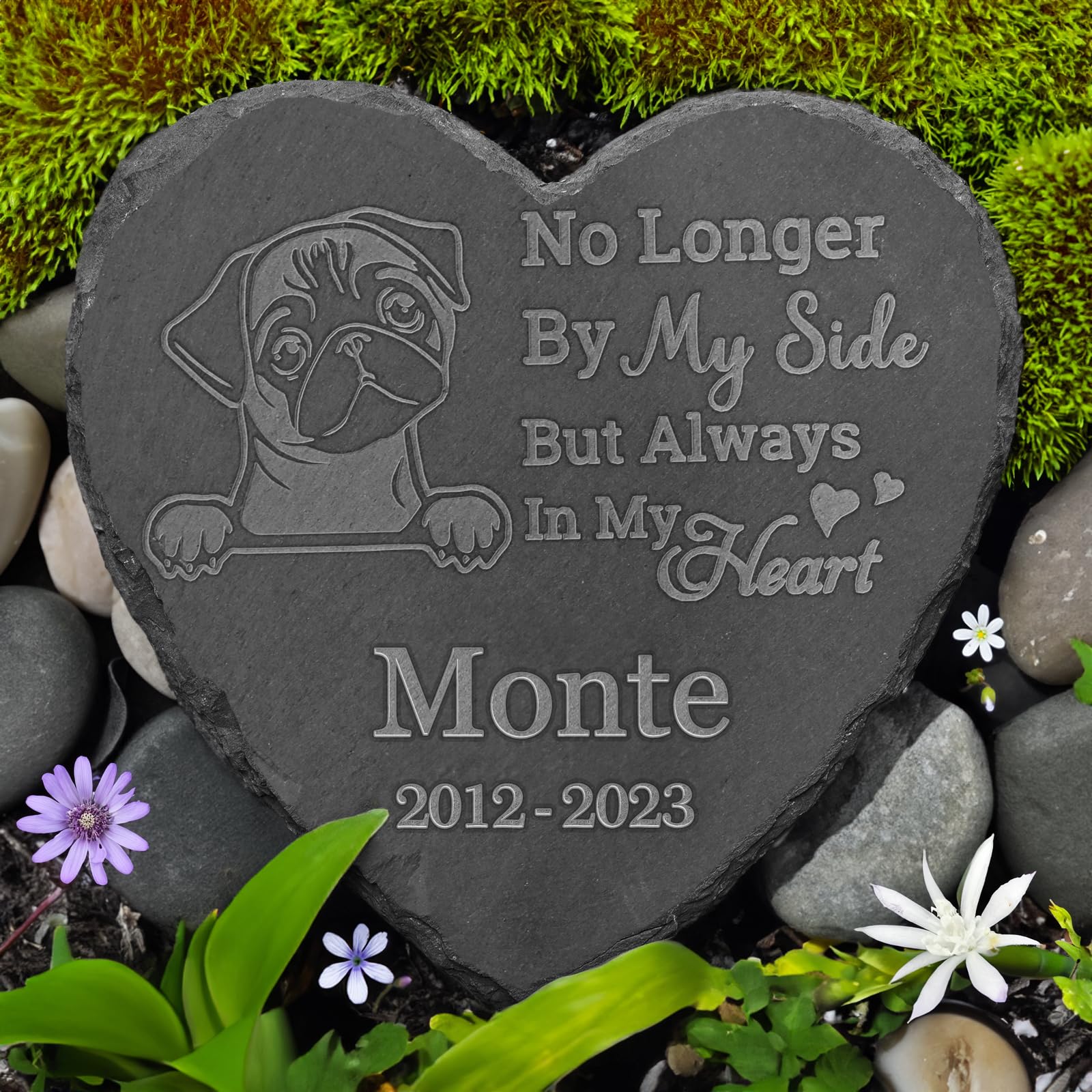 Amazon.com : PEMIRSAYO Pug Memorial Stones, Loss of Pug Sympathy Gift ...