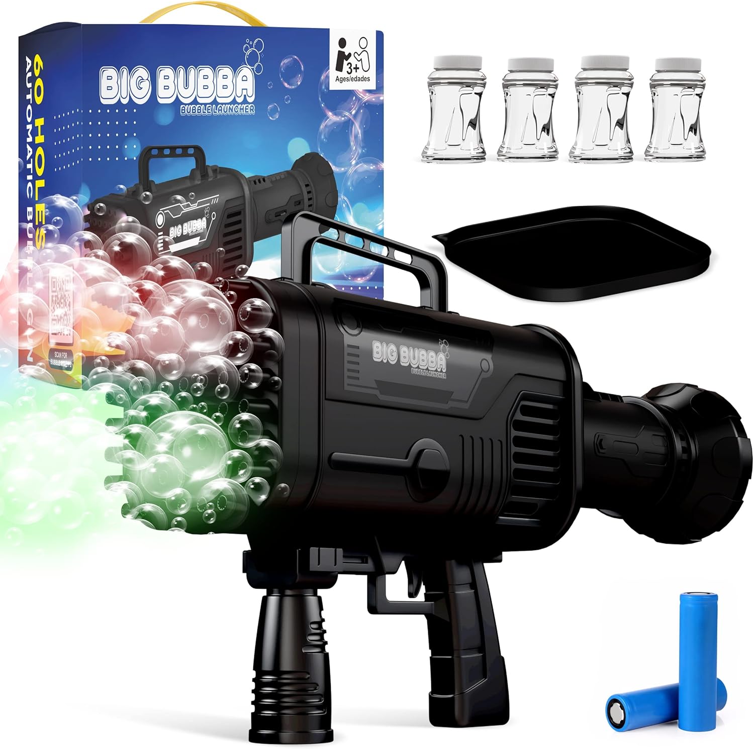 Amazon.com: Bubble Machine Gun (2 Batteries) | Automatic Bazooka Bubble ...