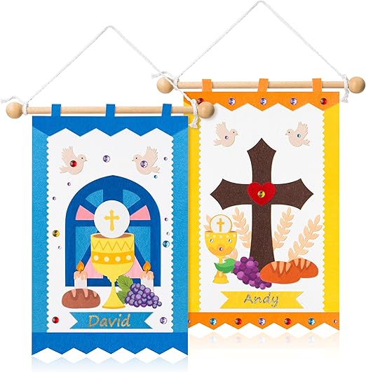 Amazon.com: WATINC First Communion Banner Kit - 2 Set Holy 1st ...