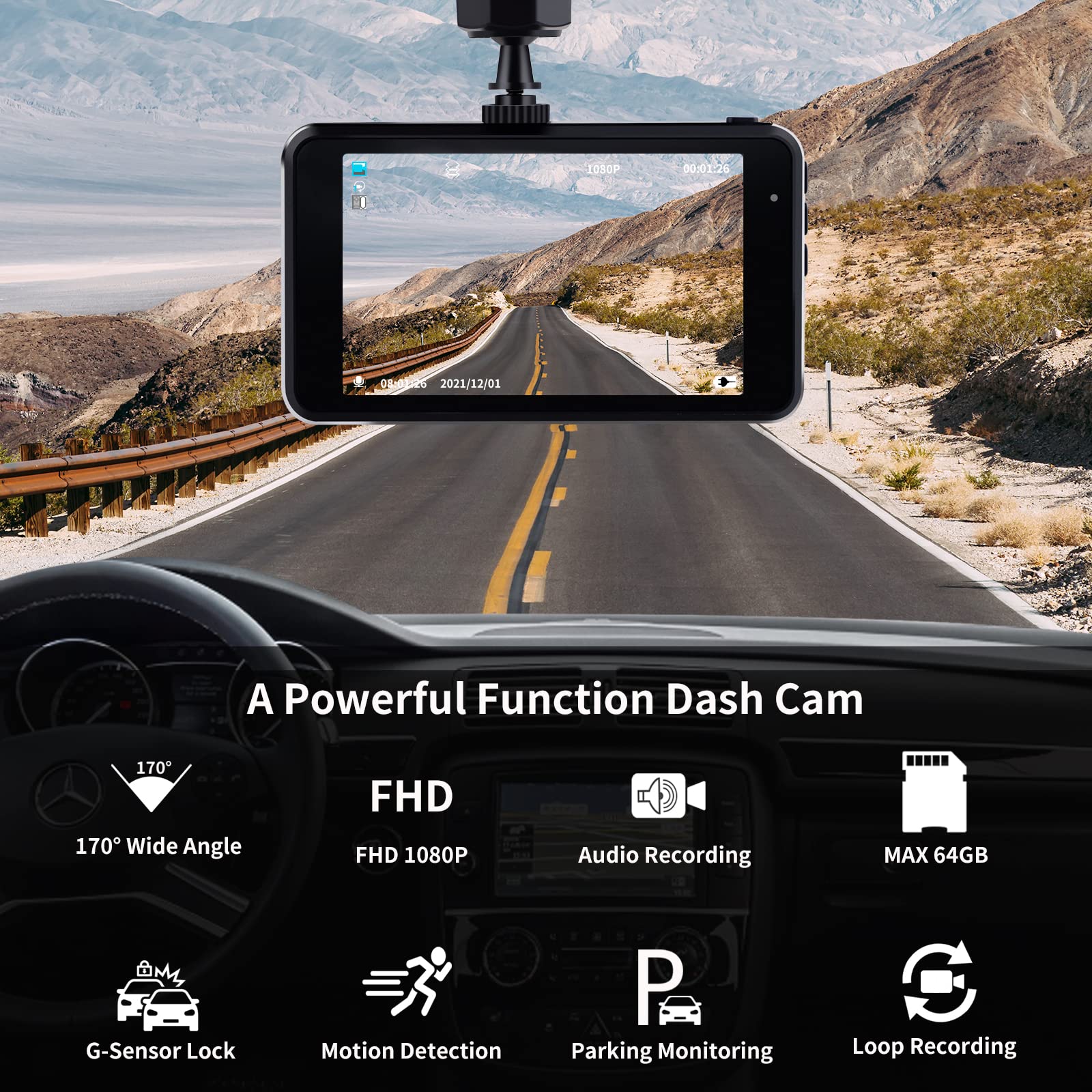 Dash Cam Front 4K And Rear 1080P Ussunny Dual Dash Camera, 47% OFF