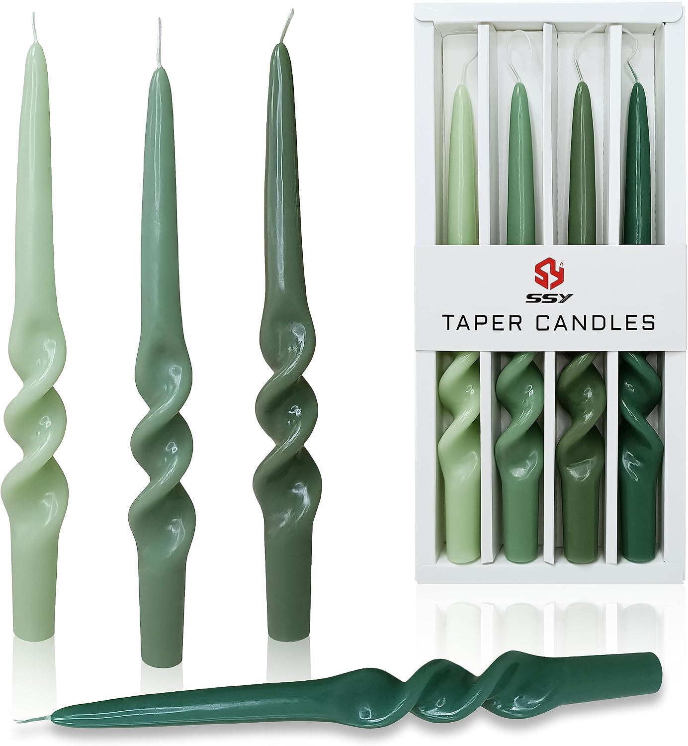Amazon.com: Green Spiral Taper Candles 4 PCS Gradient Color Taper ...