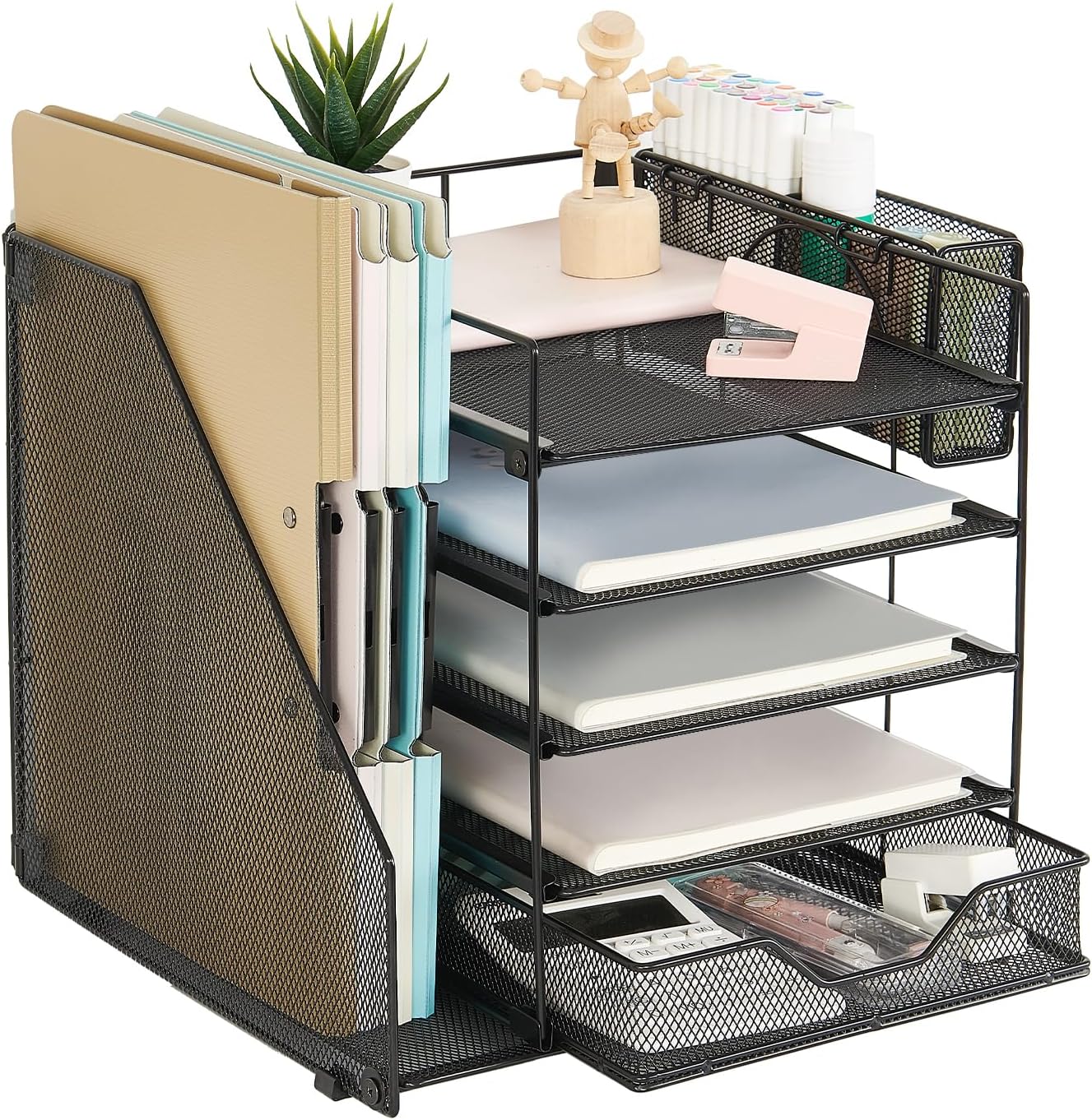 Amazon.com: gianotter Desk Organizer with Reference Racks, 5-Tier Paper ...