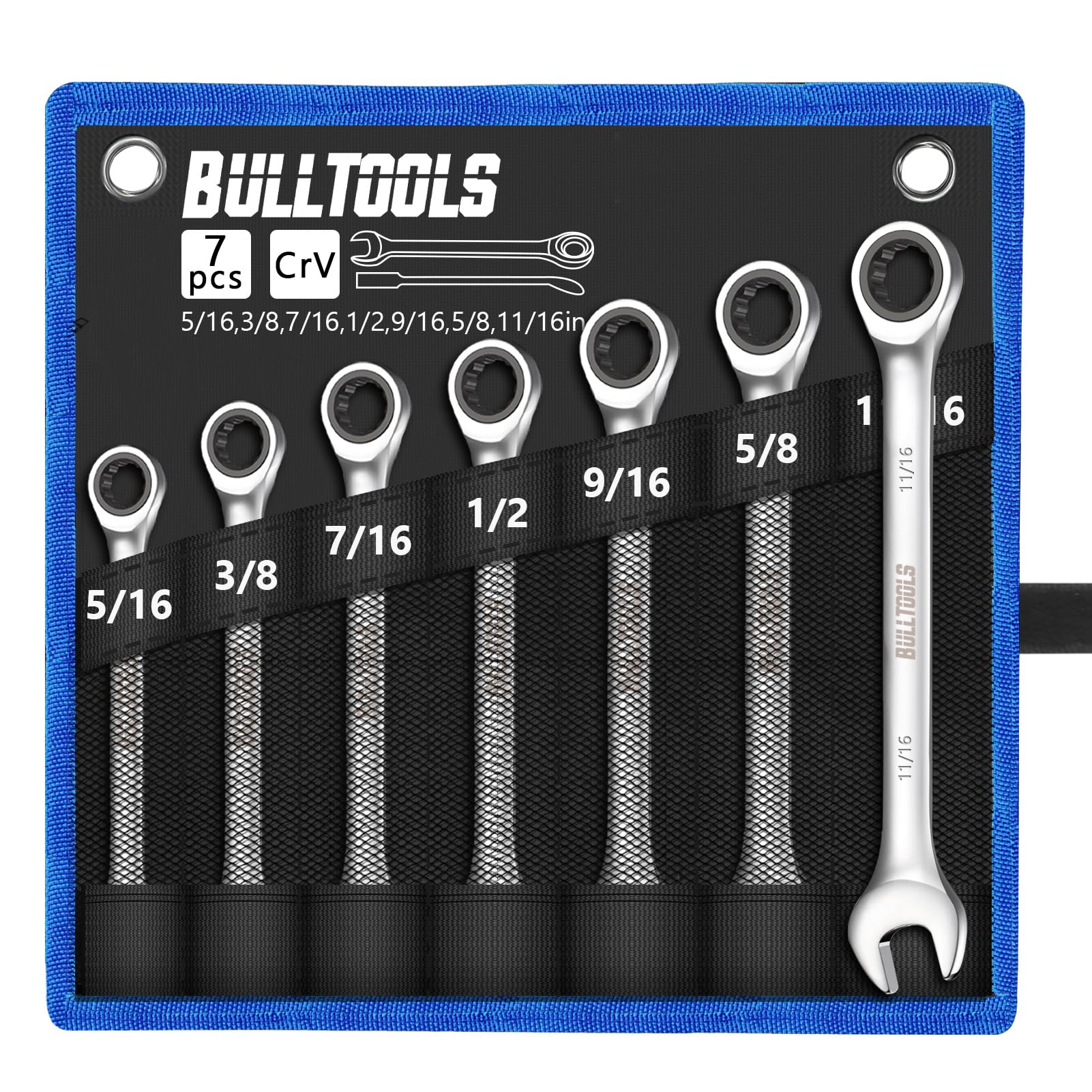 Snapklik.com : BULLTOOLS 7-Piece Ratchet Wrenches Set, 5/16-11/16 SAE ...