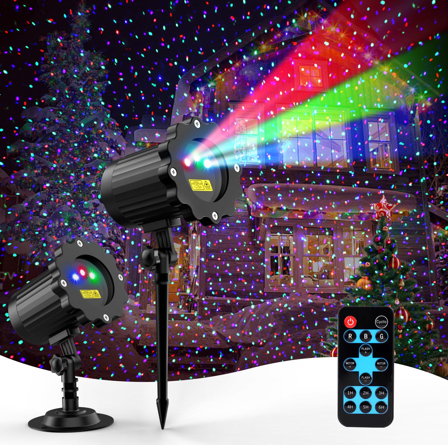 Christmas Laser Lights Outdoor, 3 Color Moving Laser Lights Outdoor ...