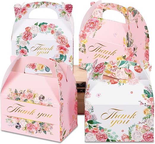 Amazon.com: Thank You Boxes for Favors Floral Treat Boxes 6 x 3.5 x 3.5 ...