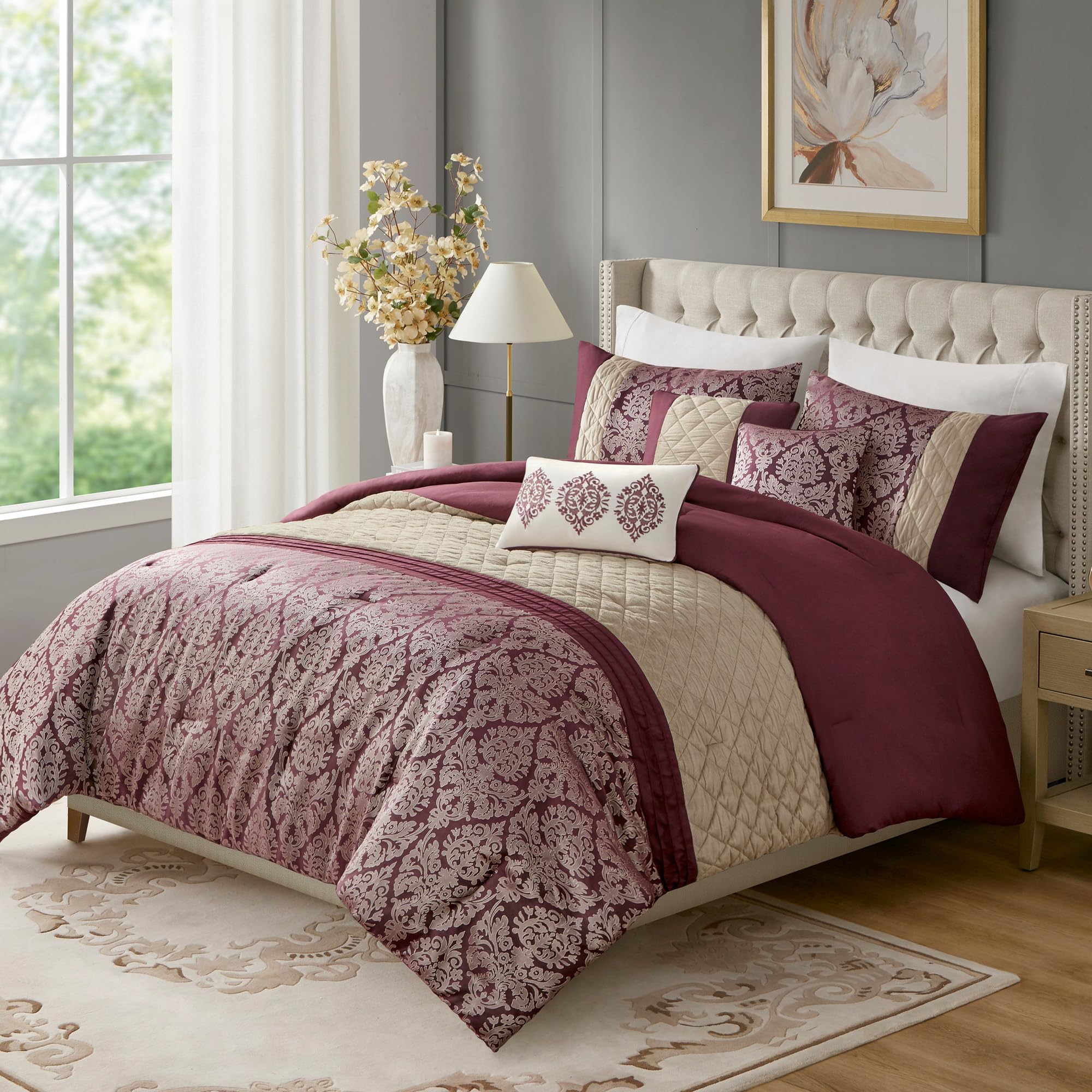 Madison Park King Comforter Set Jacquard Damask Comforters for King ...