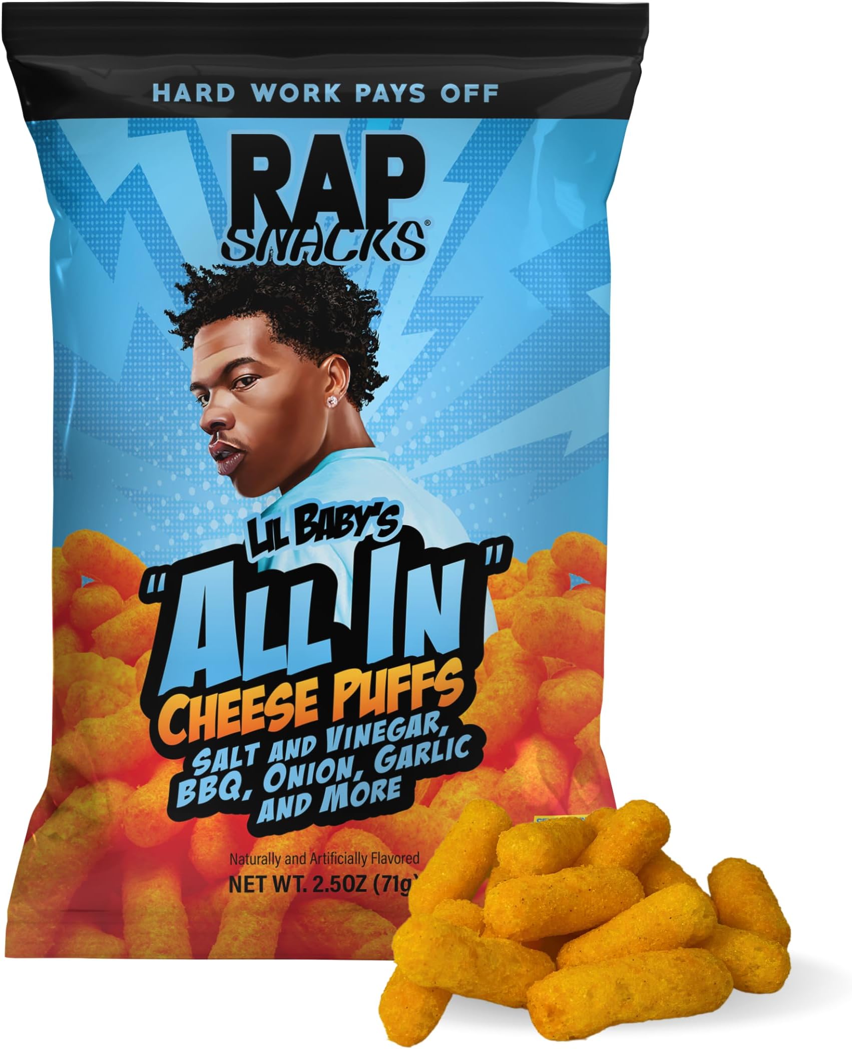 Amazon.com: Rap Snacks Lil Baby All In Cheese Puffs 2.5 Oz Bags-Pack of 6