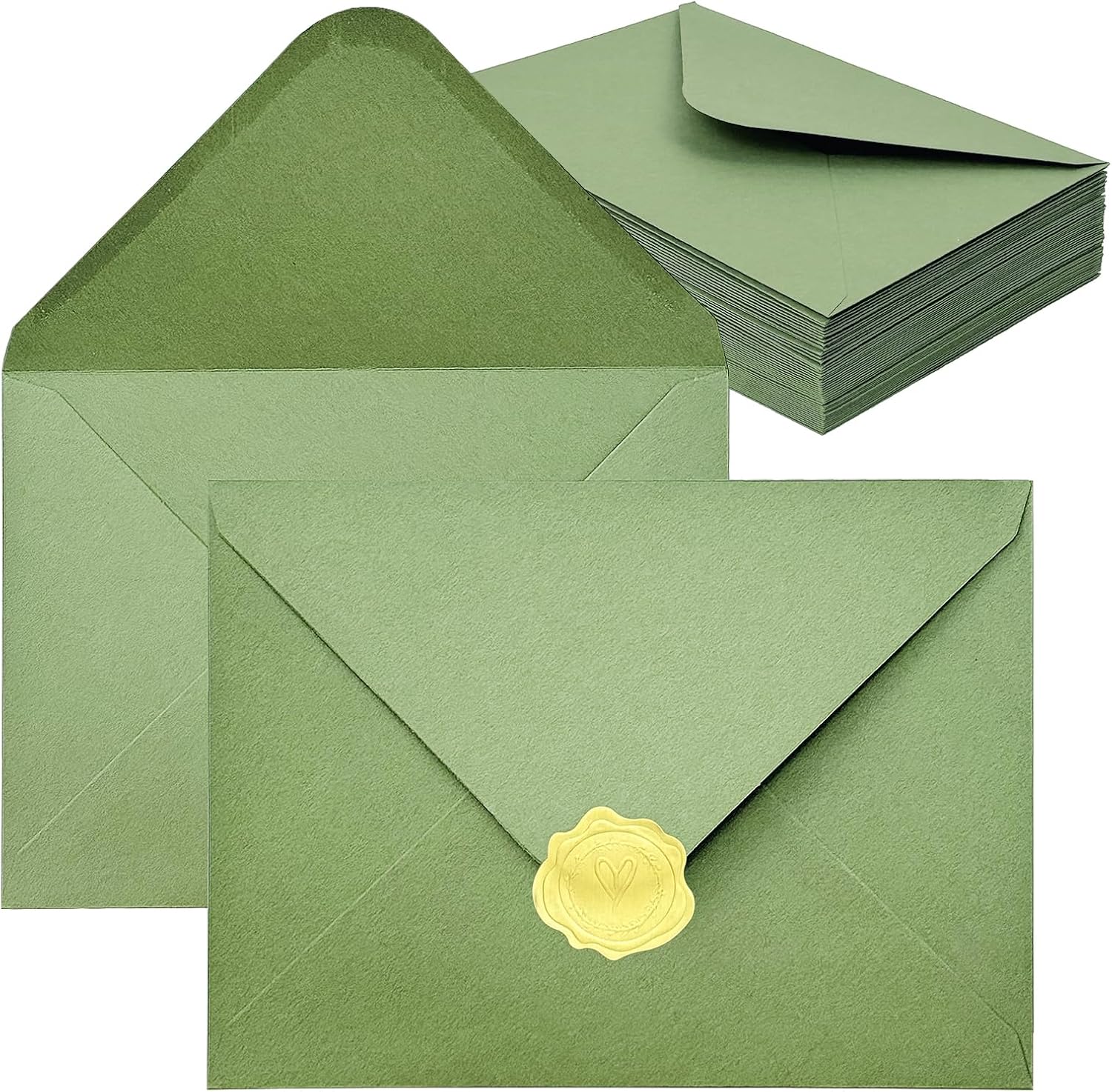 Amazon.com : YINUOYOUJIA 50 PCS Sage Green Specialty Paper Envelopes A7 ...