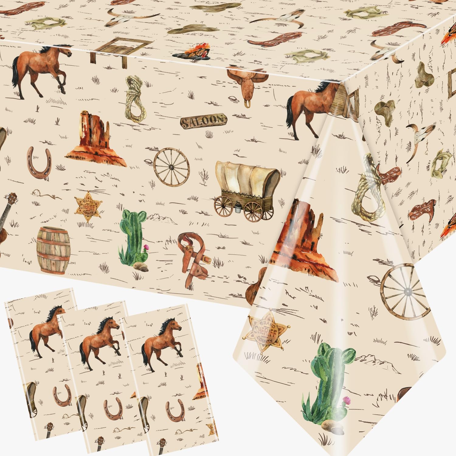 Amazon.com: Frienda 3 Pcs Aztec Tablecloths Western Plastic Table ...