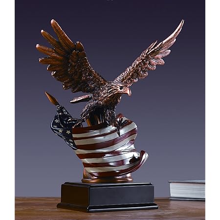Amazon.com: Eagle with American Flag Statue - Sculpture : Home & Kitchen