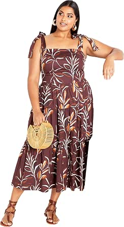 City Chic Plus Size Maxi Corrine PRT in SOL Leaf at Amazon Women’s ...