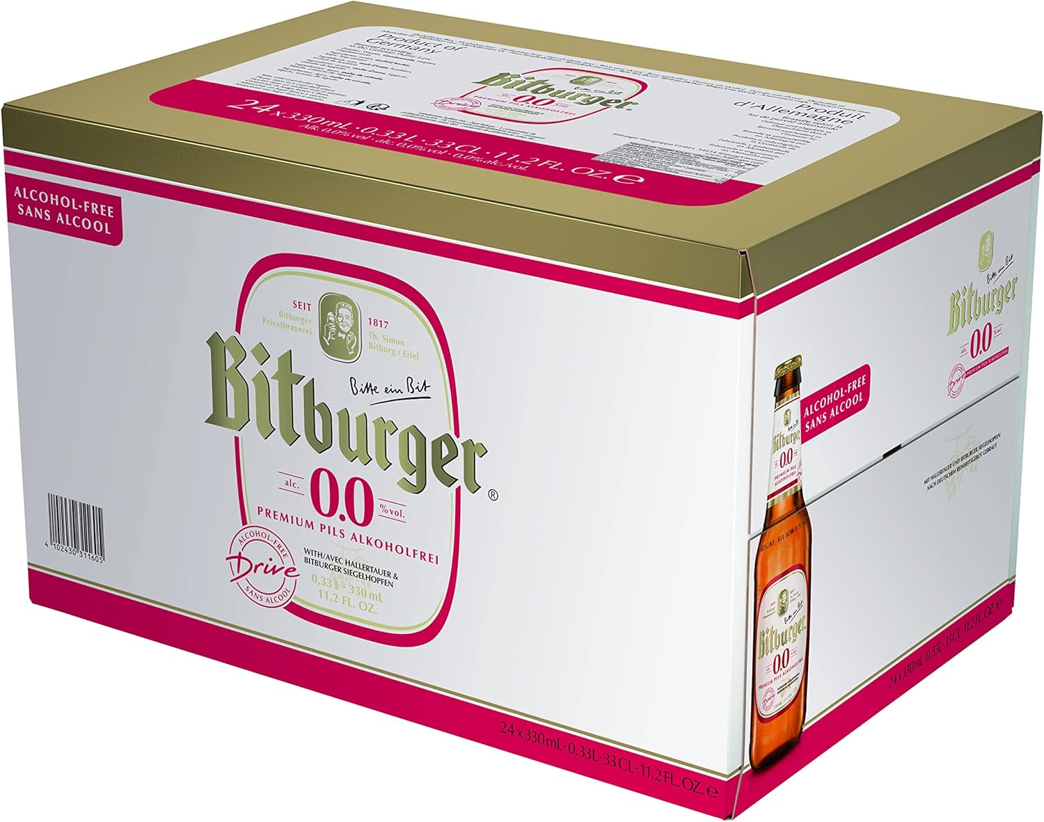 Bitburger Premium Pils Drive Alkoholfrei 0.0% - 330ml Glass Bottles ...