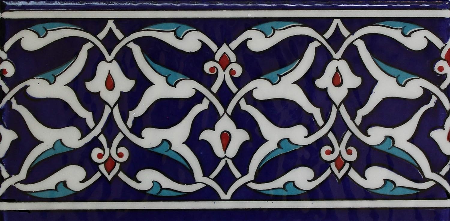 Amazon.com: Altin Cini Turkish Iznik Floral Pattern 4" x 8" Ceramic ...