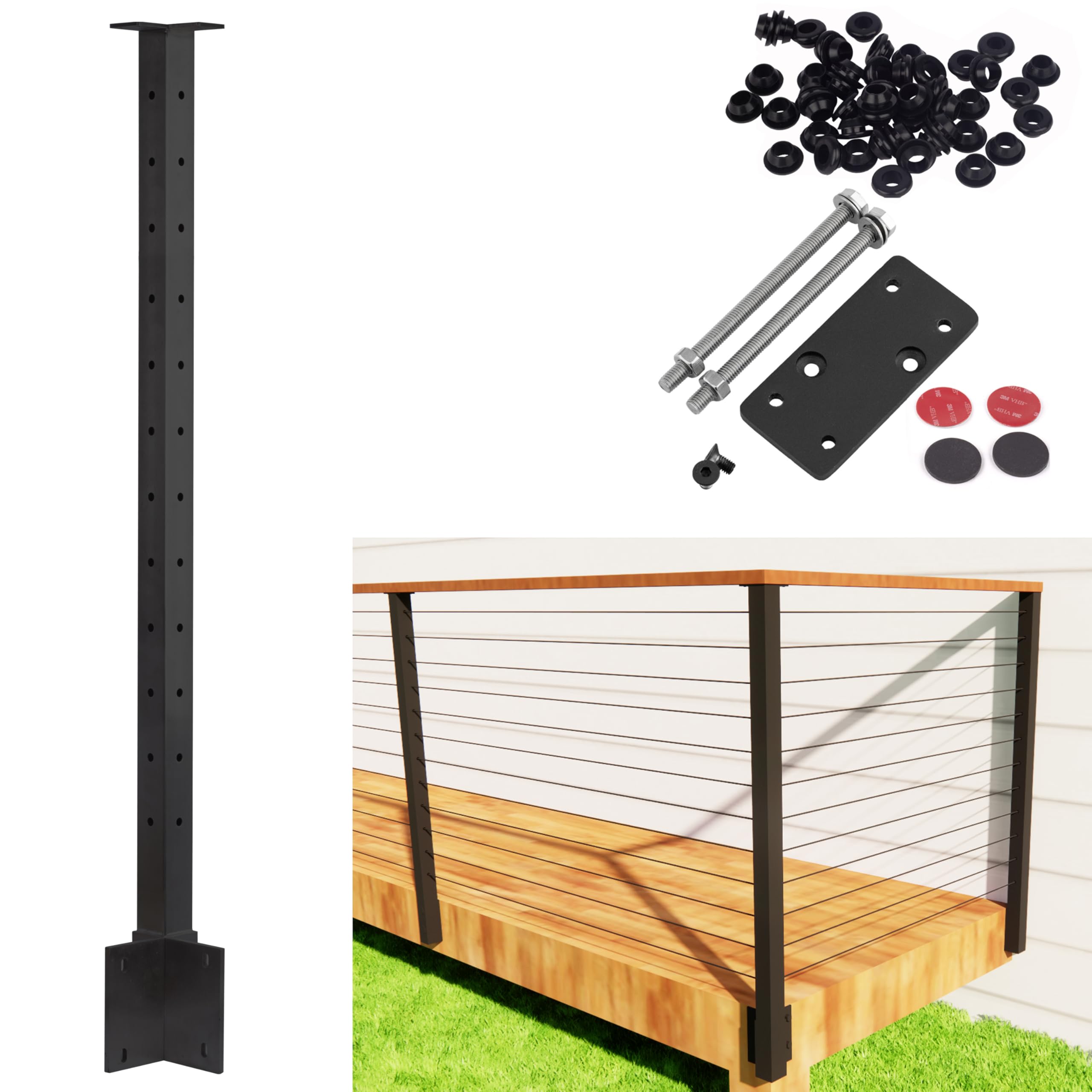 Snapklik.com : Senmit Cable Railing Corner Post Fascia Mount-Stainless ...