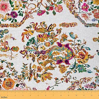 Exotic Floral Fabric by The Yard, Boho Upholstery Fabric, Bohemian ...