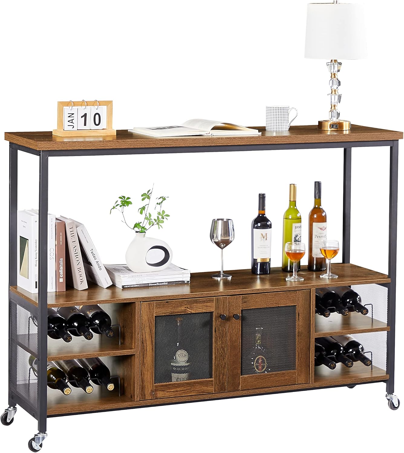 Amazon.com - Ozenrak Wine Rack Table, Industrial Bar Cabinet Multi ...