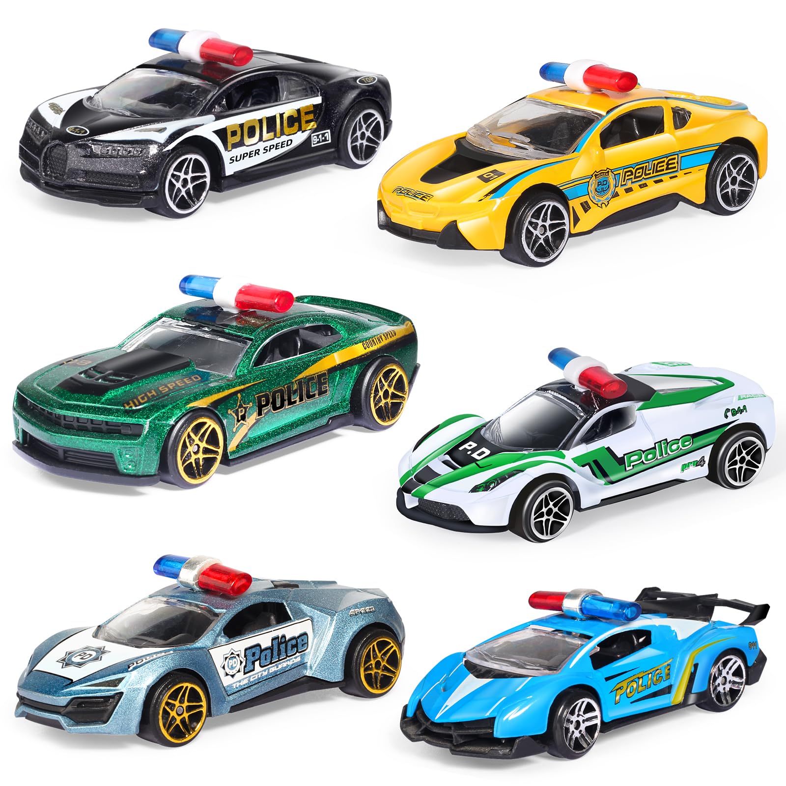 Amazon.com: Oriate 6 Packs 1/64 Die-cast Sheriff Police Sports Cars ...