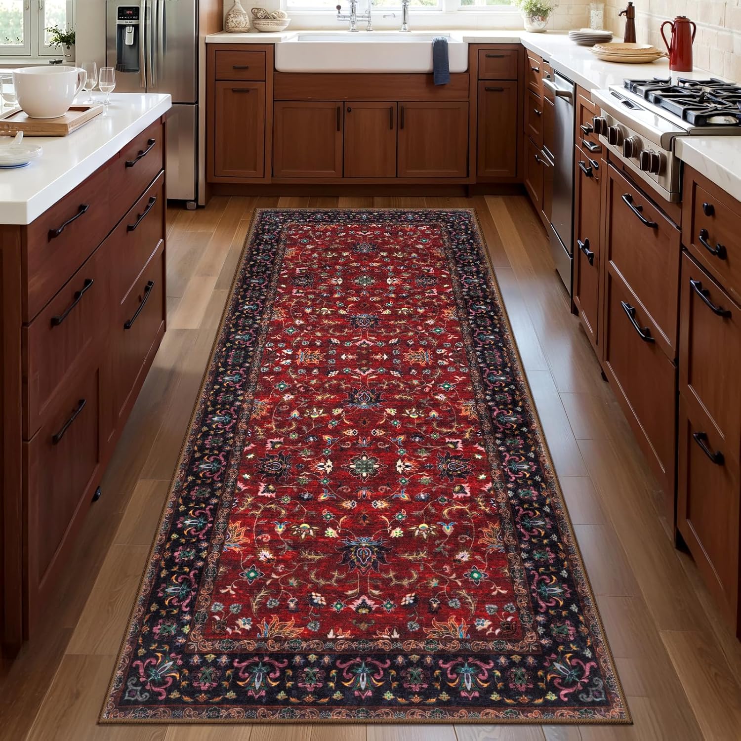 Amazon.com: Tangsoo Floral Washable Runner Rug, 2x5 Rug Runners for ...