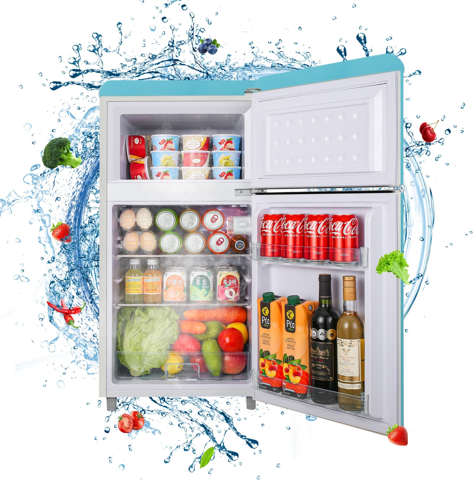 Amazon.com: WANAI 3.5 Cu.ft Retro Mini Fridge with Freezer Small ...