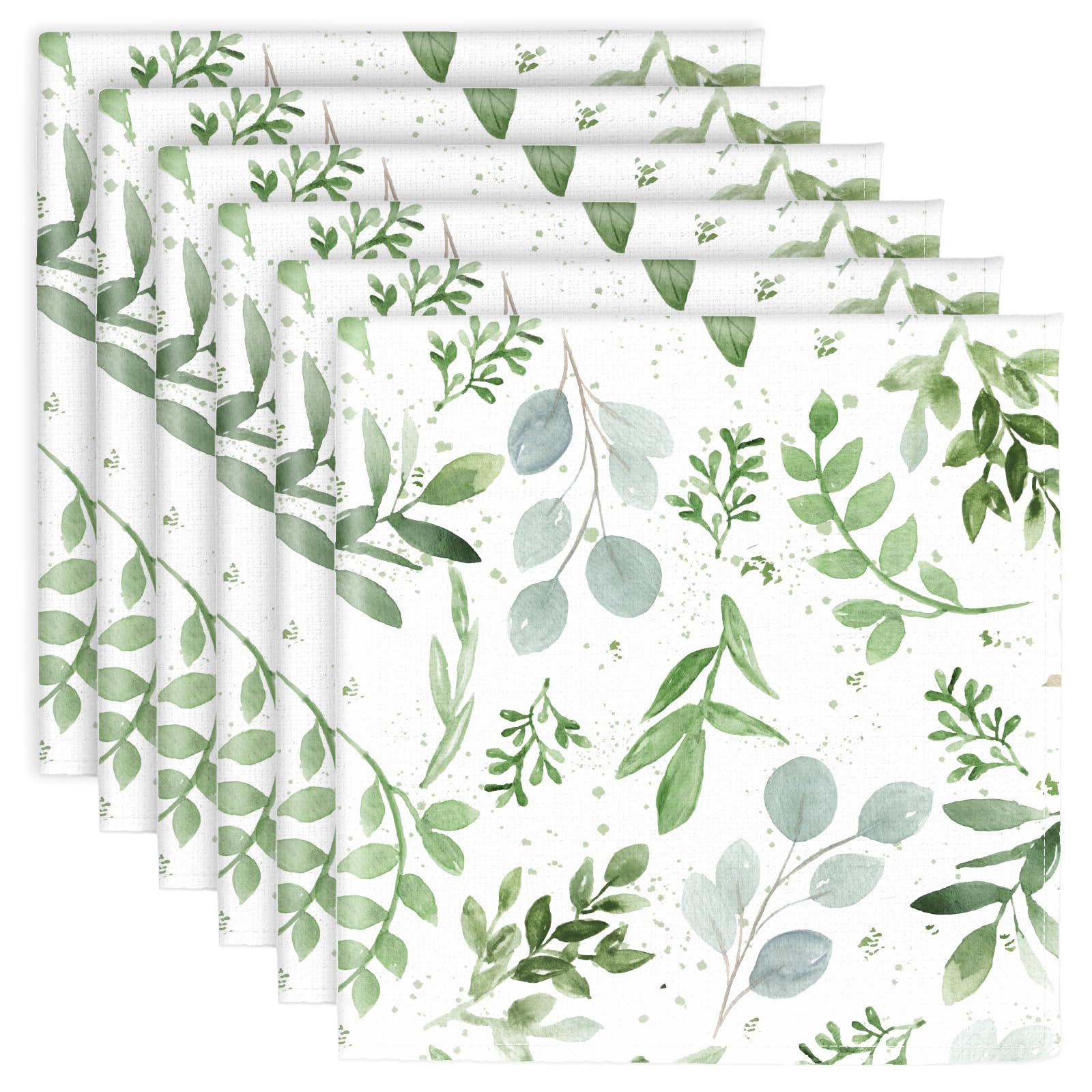 Amazon.com: JarThenaAMCS Set of 6 Greenery Cloth Napkin Watercolor ...
