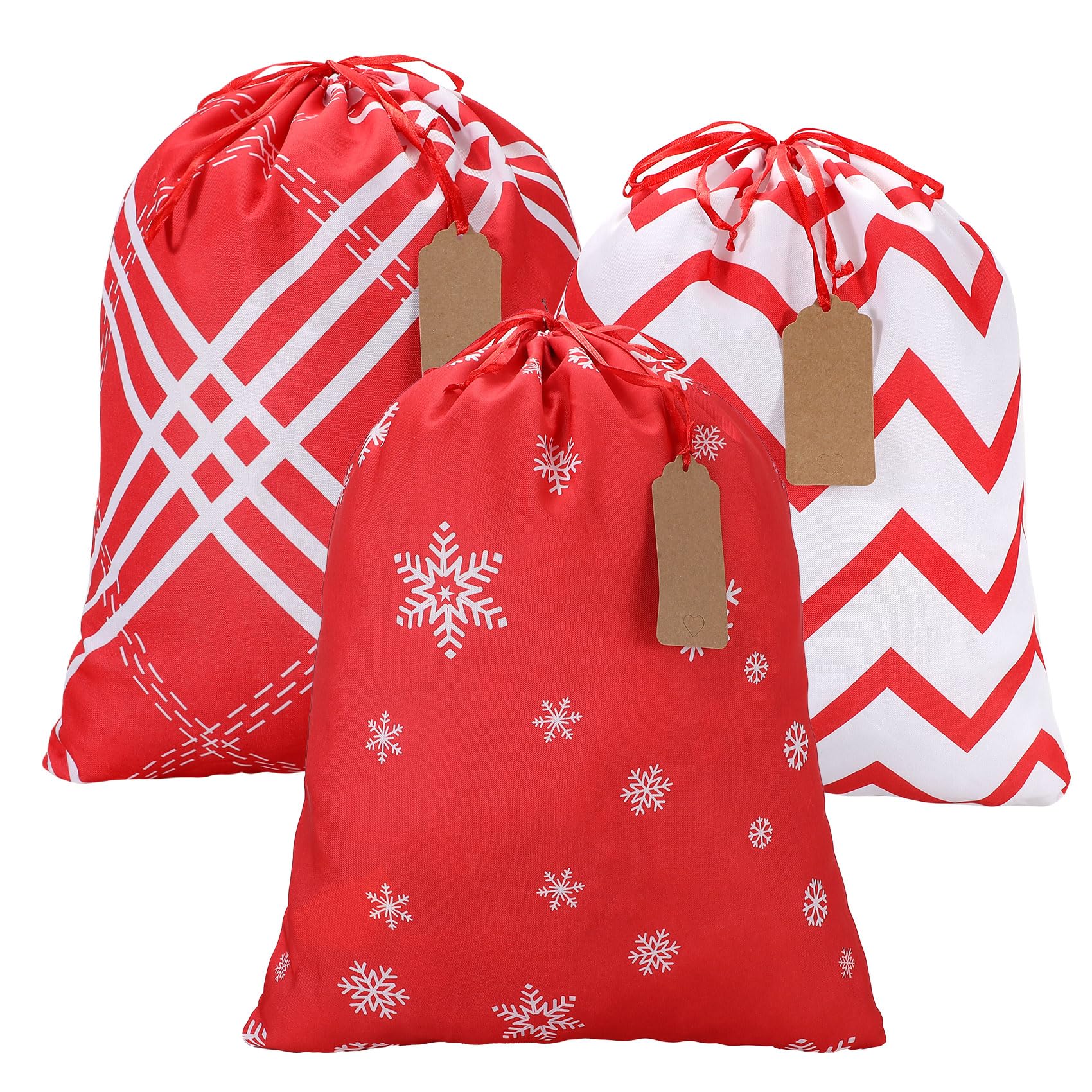 Amazon.com: WERFORU 3PCS Fabric Drawstring Gift Wrap Bags Cotton ...