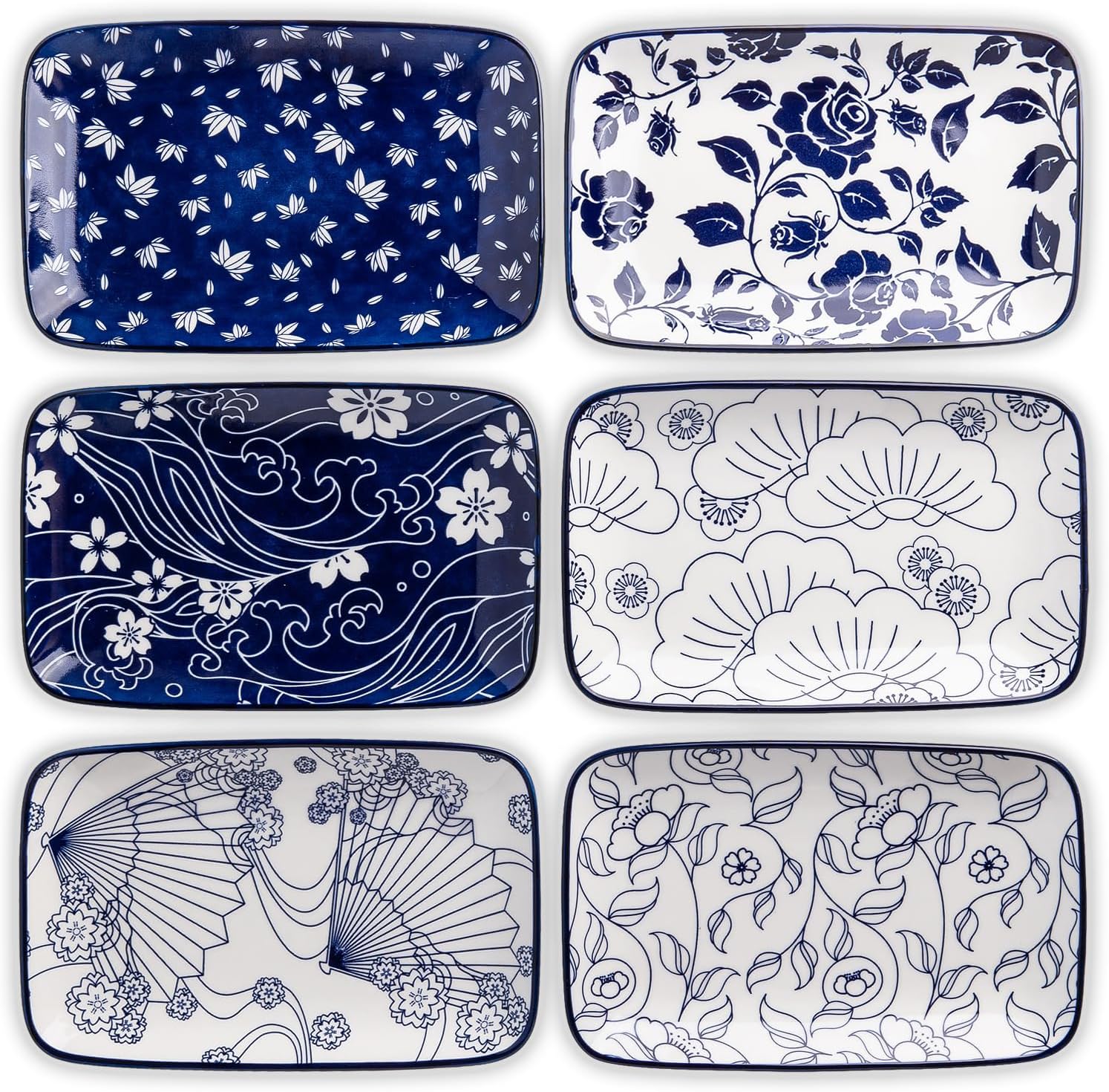 Amazon.com | KITCHENLESTAR 8 Inch Rectangular Dessert Plates Dinner ...