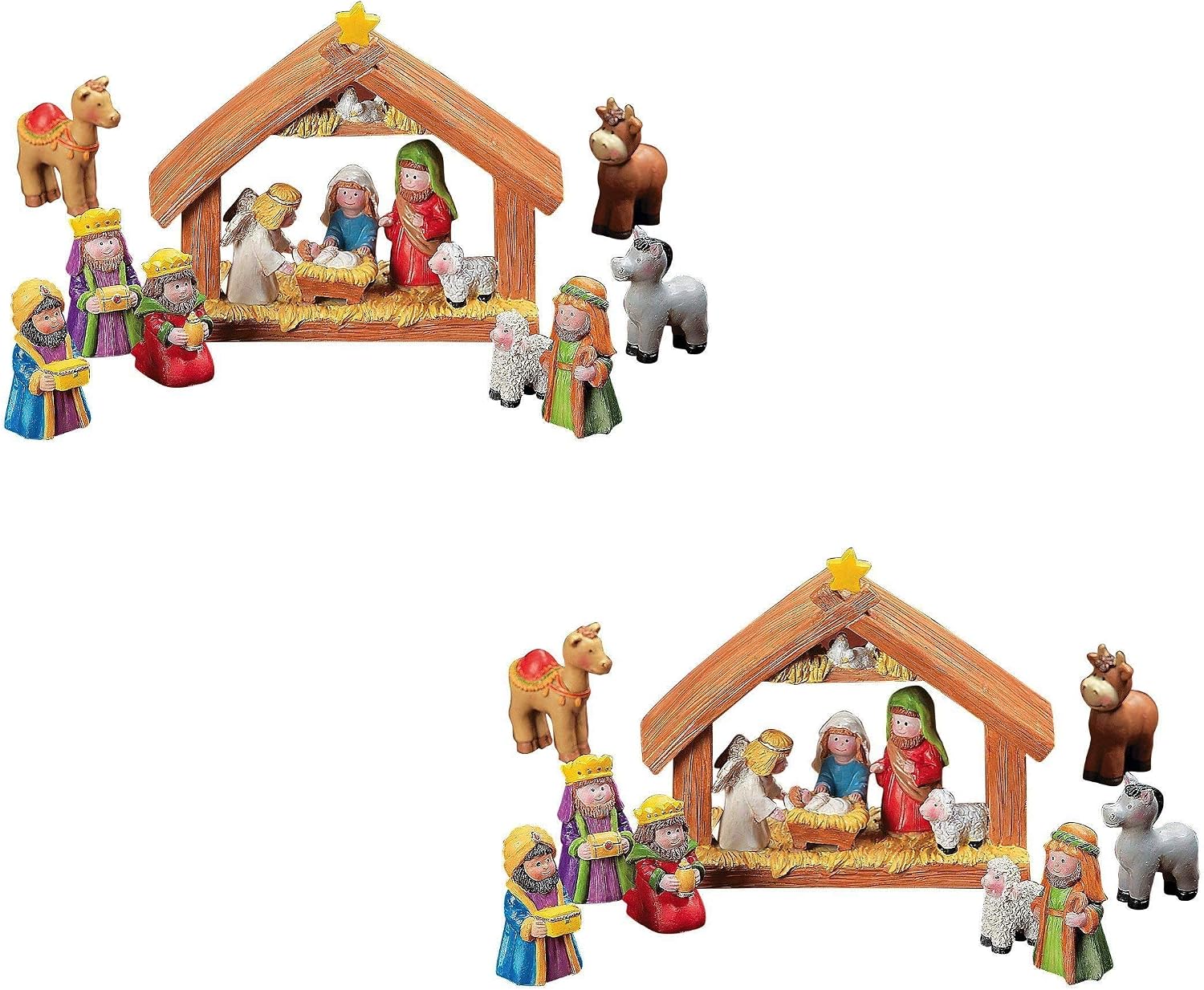 Amazon.com: Mini Christmas Nativity Set - 9 Piece Set includes Manger ...