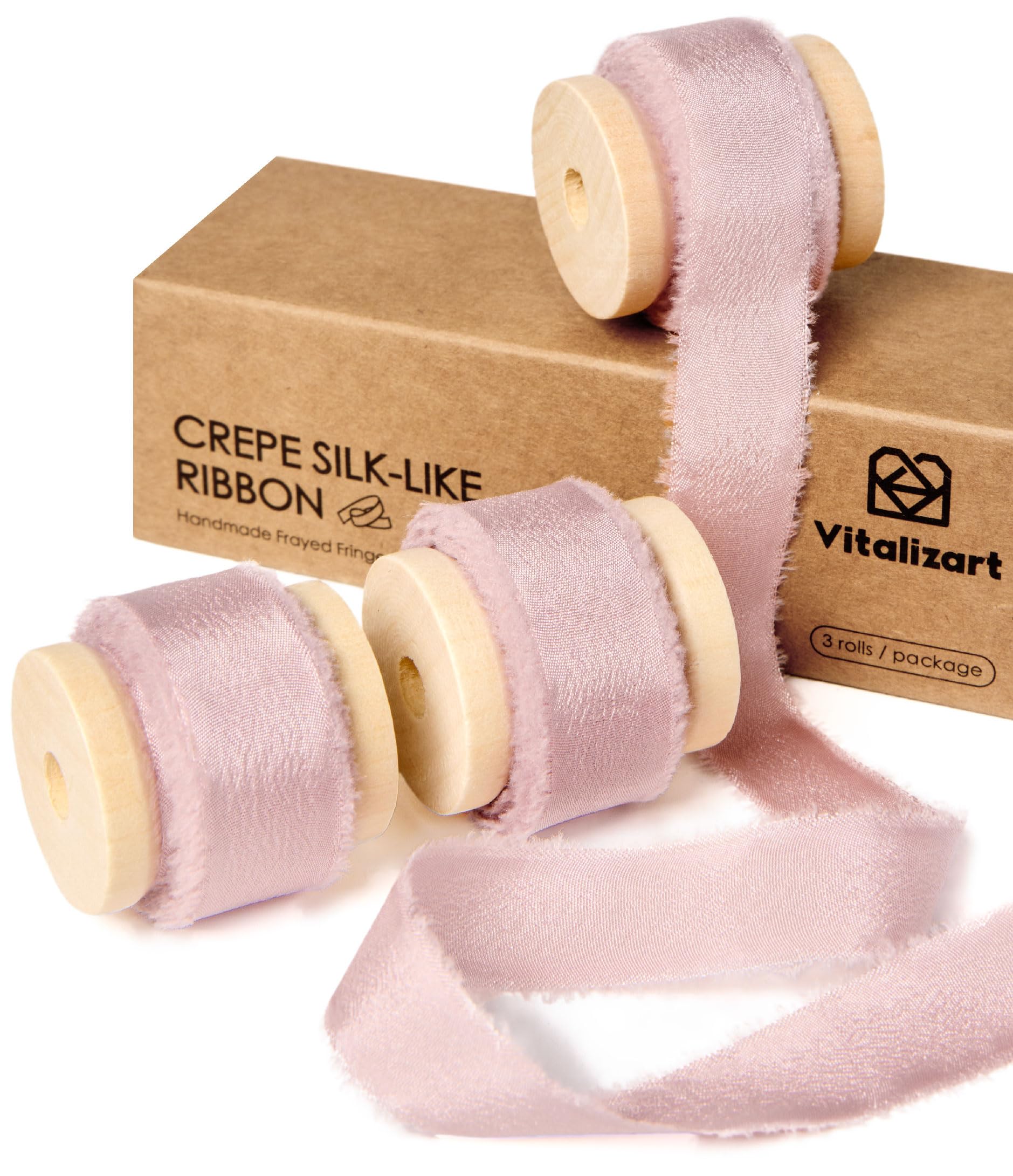 Amazon.com: Vitalizart Pink Ribbon Double Face Silky Satin Ribbon 5/8 ...