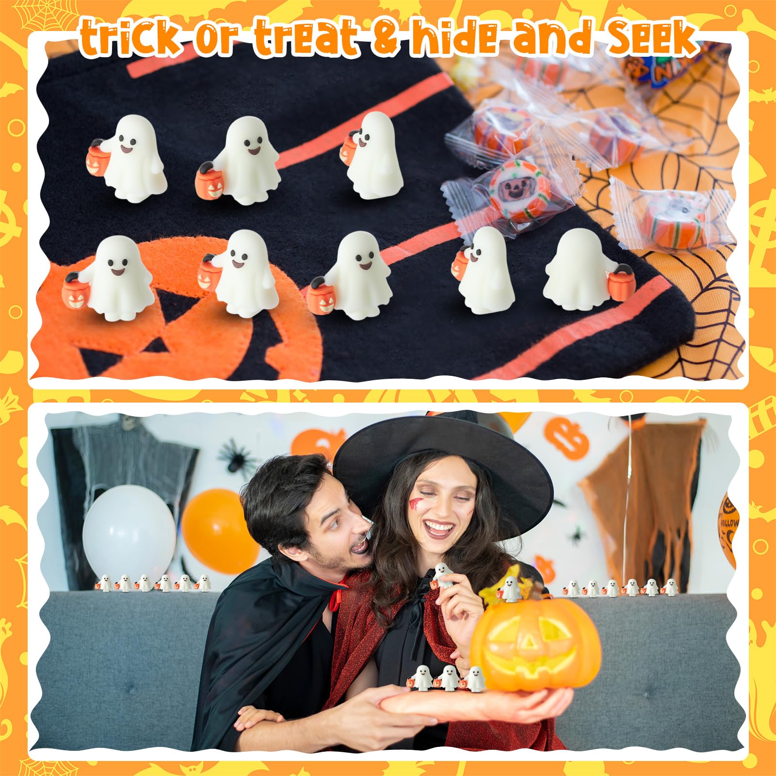 Snapklik.com : 30 Pcs Halloween Mini Ghosts Figures Luminous Little ...