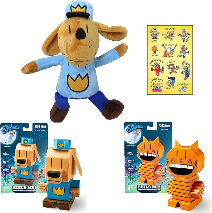 Amazon.com: Dav Pilkey Dog Man Hero Gift Set Includes MerryMakers Dog ...