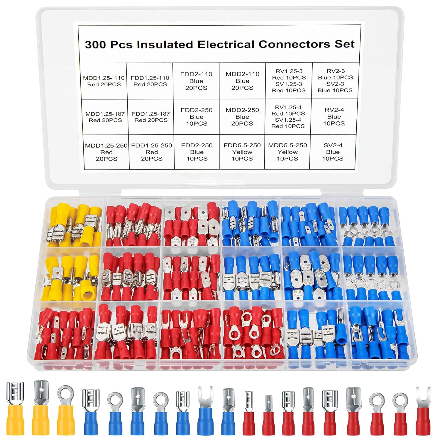 woshilaoDS 300 Pcs Electrical Connectors, Insulated Wire Cable ...