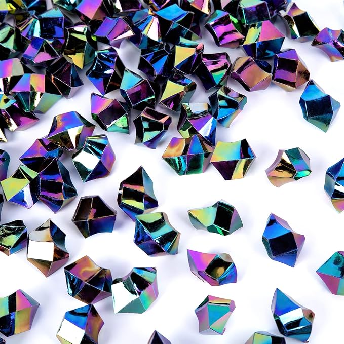 Amazon.com: DomeStar 150PCS Iridescent Black Fake Ice, 2.5Cups Acrylic ...