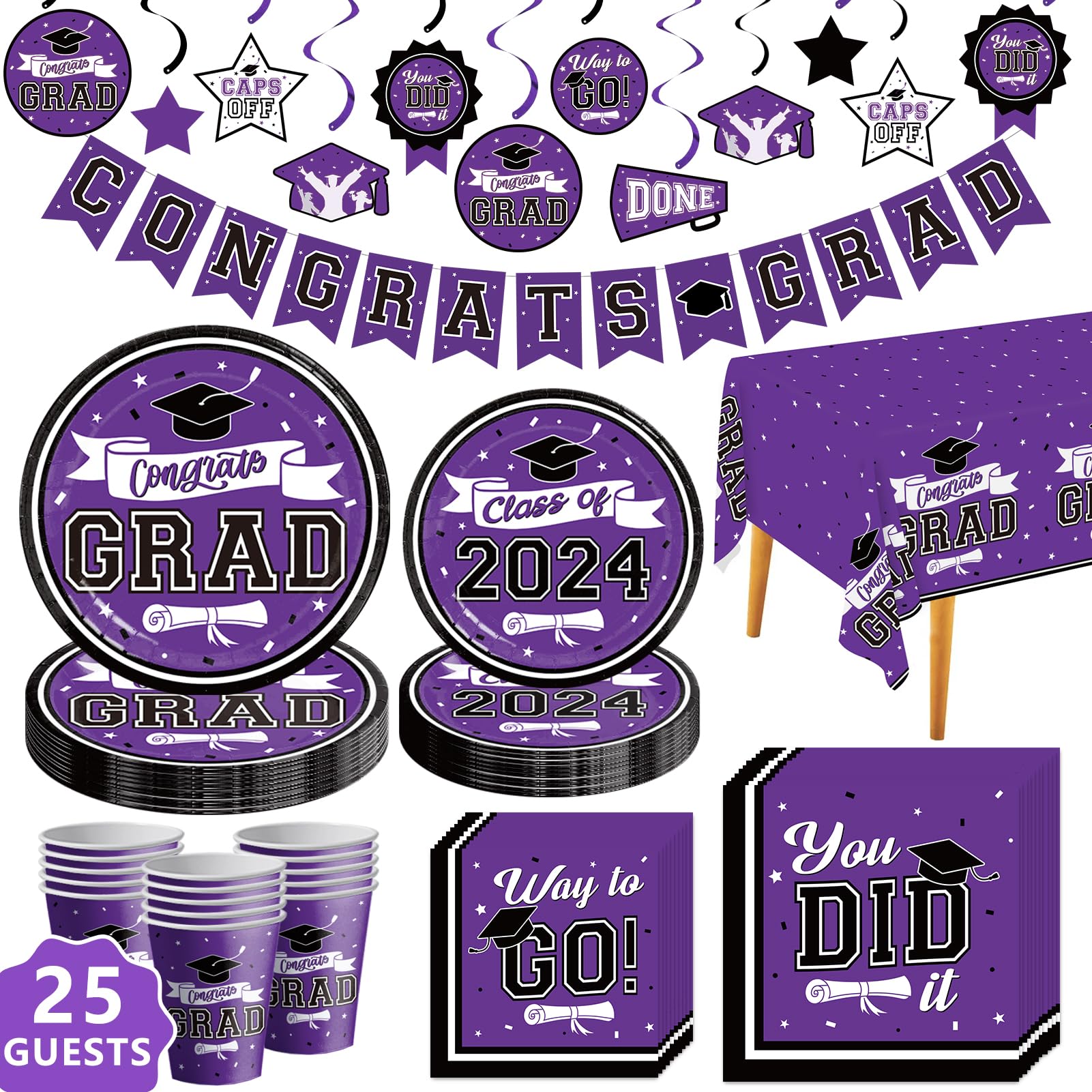 Snapklik.com : DAZONGE Purple Graduation Decorations - Class Of 2024 ...