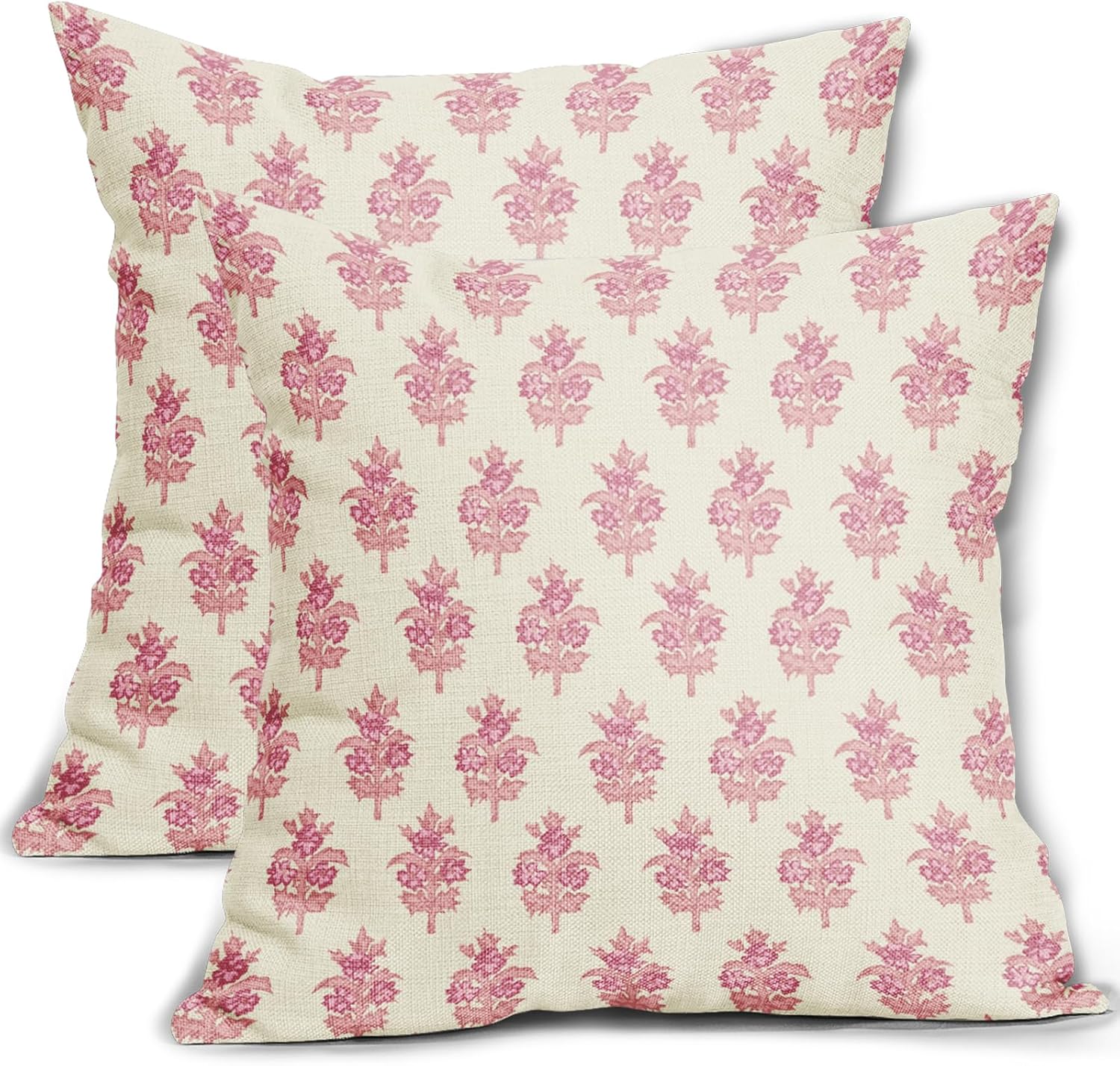 Amazon.com: Aytipun Pink Floral Block Print Pillow Covers 18x18 Set of ...