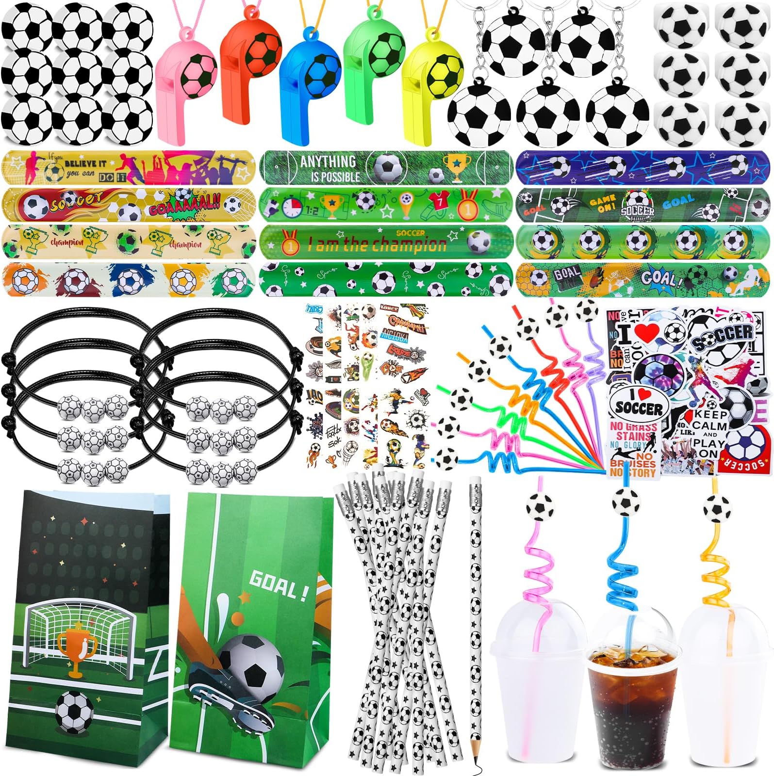 Amazon.com: 216Pcs Soccer Party Favors soccer Theme Party Kids Birthday ...