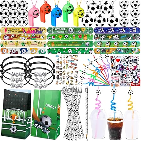 Amazon.com: Moncinday 232Pcs Soccer Party Favors - Soccer Theme ...