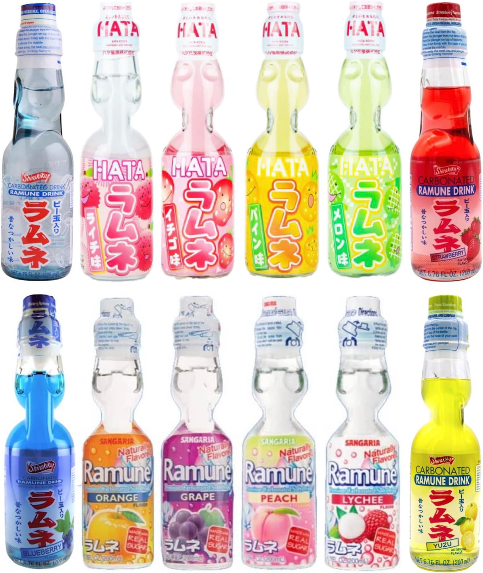 Amazon.com : Ramune Japanese Soda Variety - Hata | Sangaria | Shirakiku ...