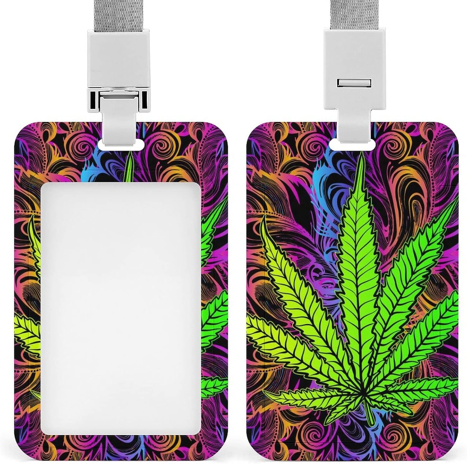 Amazon.com : Psychedelic Weed Leaf Funny ID Badge Holders Name Card ...