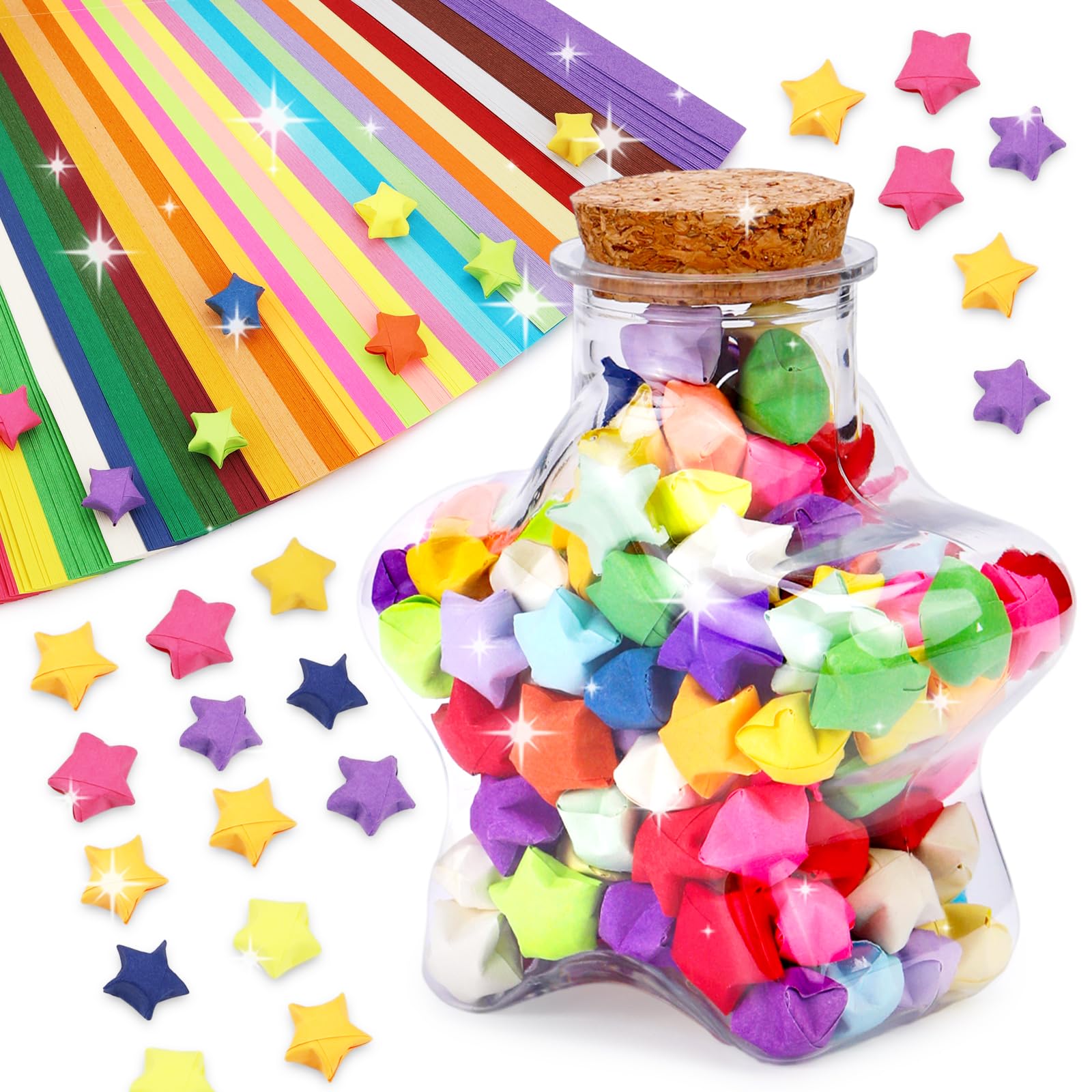 Snapklik.com : 540 Sheets Star Origami Paper In 27 Colors Double Sided