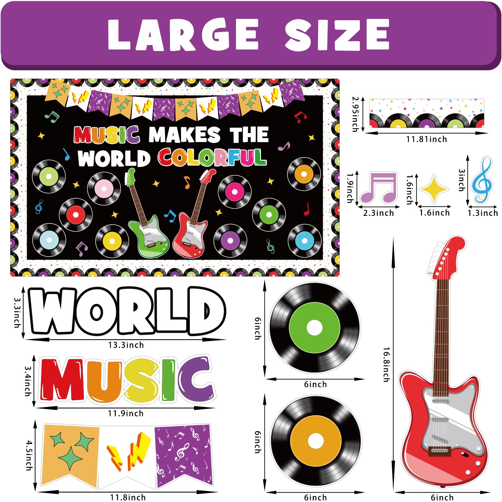 Music Bulletin Board Decorations Set, Rock and Roll Classroom ...