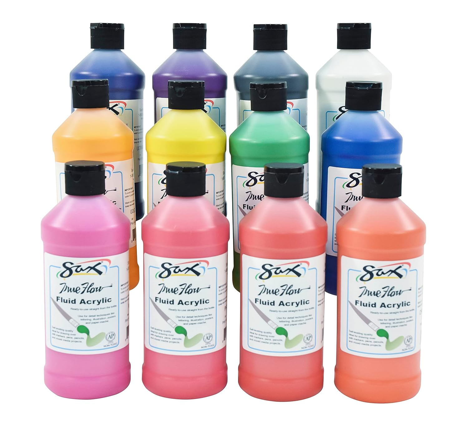 Amazon.com: Sax True Flow Fluid Acrylic Paint, Assorted Colors, Pints ...